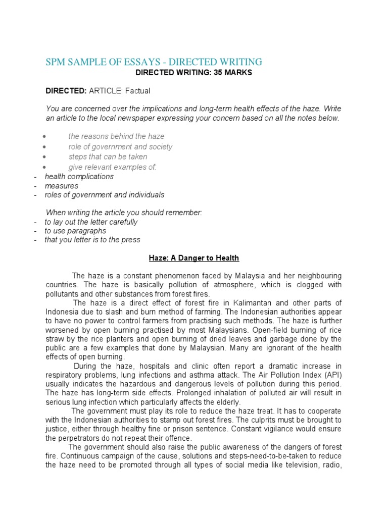 SPM Sample of Essay1 | PDF | Helen Keller | Smoking