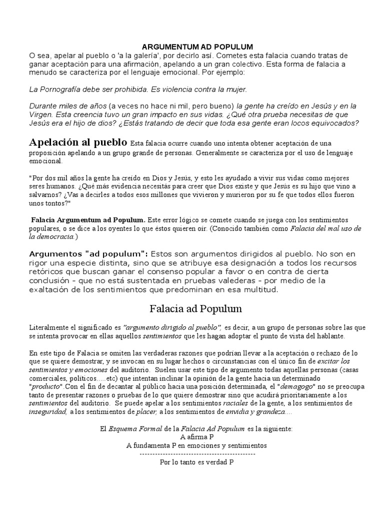 Argumentum Ad Populum | PDF | Falacia | Epistemología