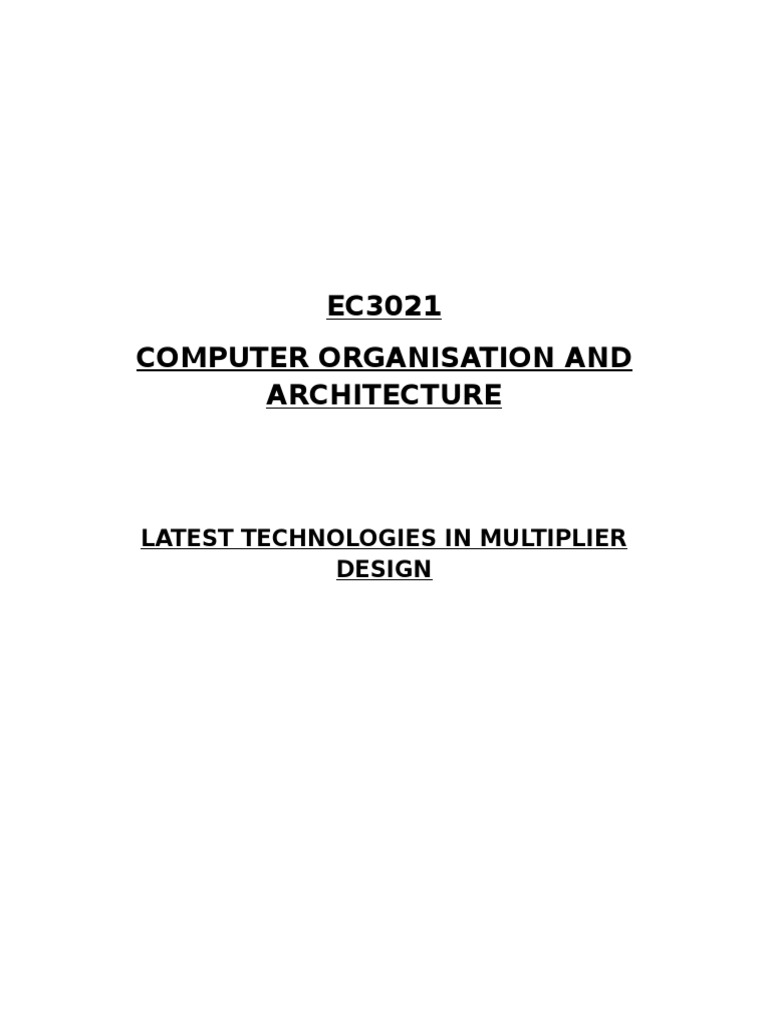 Computer Organisation And Architecture Multiplier Design Pdf Areas
