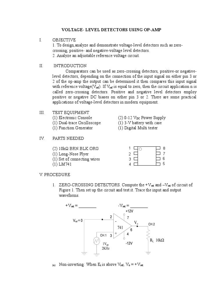 Voltage-Level Detectors Using Op-Amp | PDF | Operational Amplifier ...