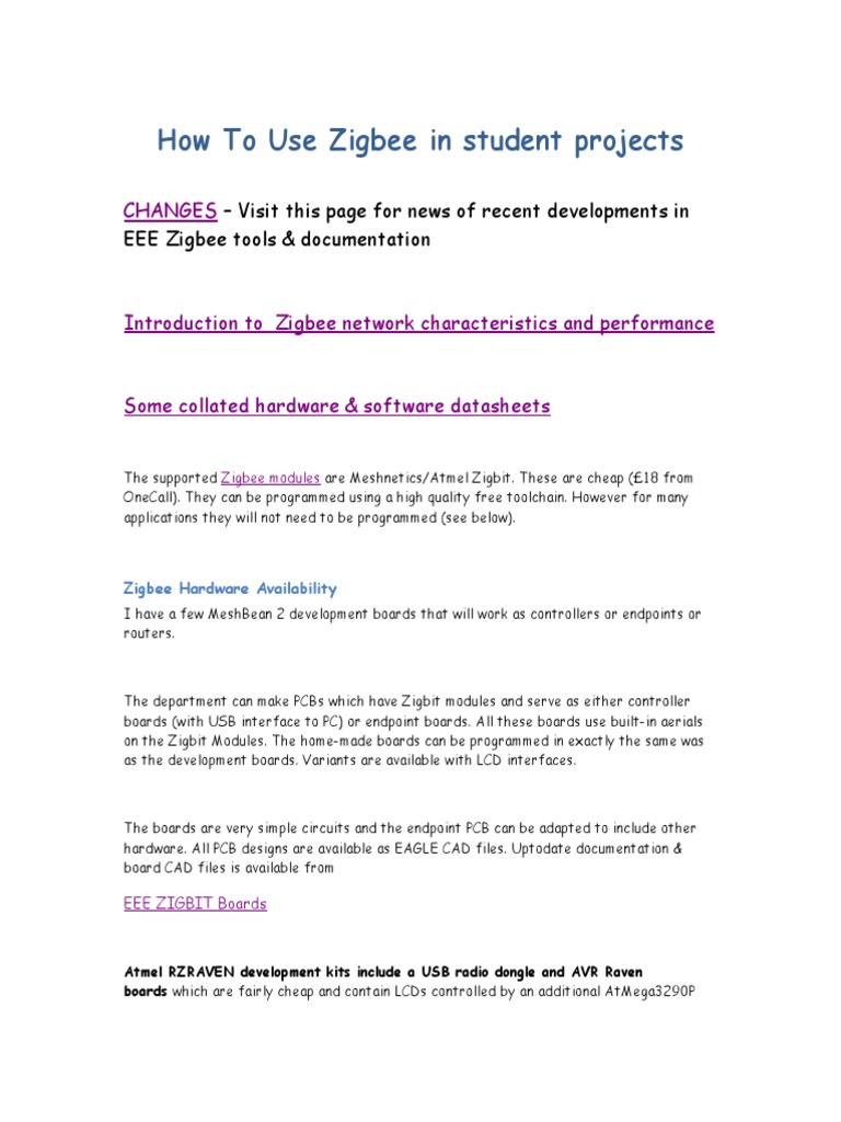 How To Use Zigbee in Student Projects | PDF | Computer Architecture | Computer Networking