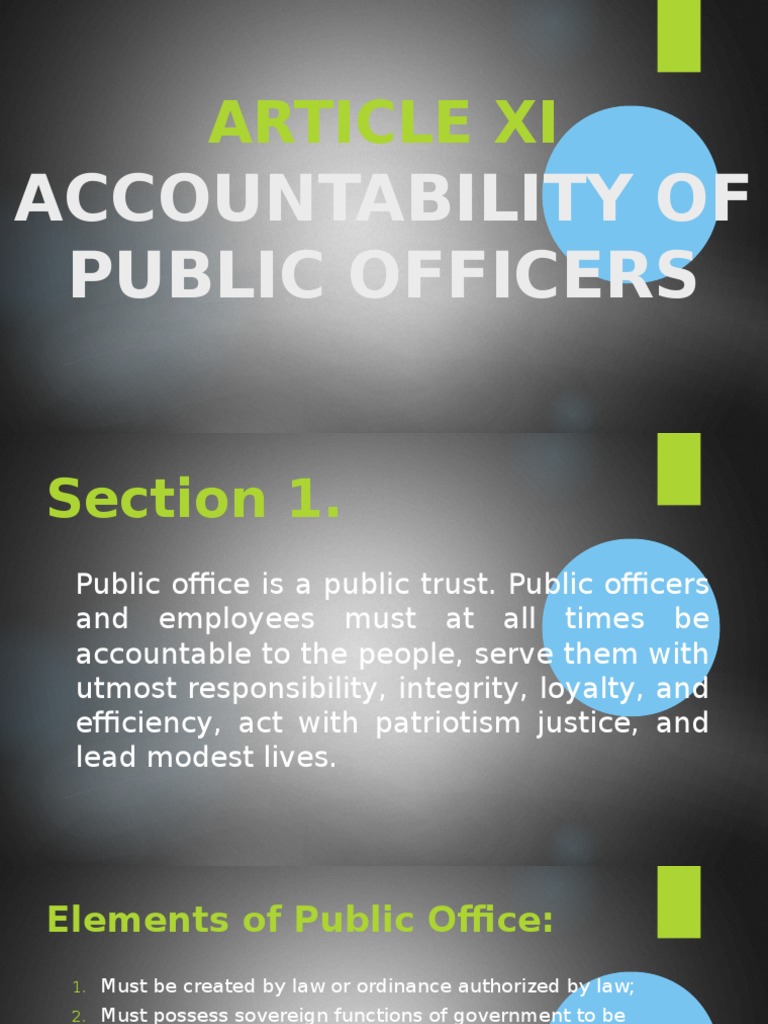 Accountability of Public Officers | PDF | Impeachment | Government ...