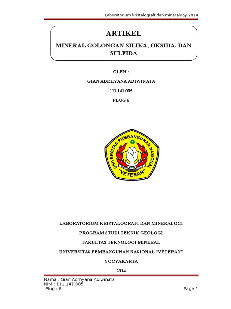 Mineral Golongan Silika, Oksida, Dan Sulfida | PDF