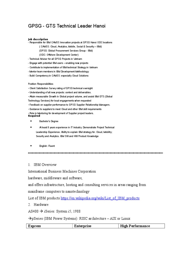 GPSG - GTS Technical Leader Hanoi: Express Enterprise High Performance ...