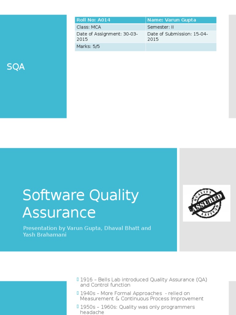 Software Quality Assurance | PDF | Quality Assurance | Audit