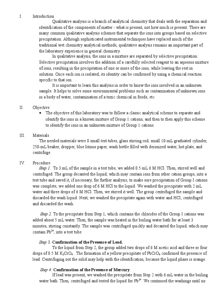 Group 1 Cations | Precipitation (Chemistry) | Chloride