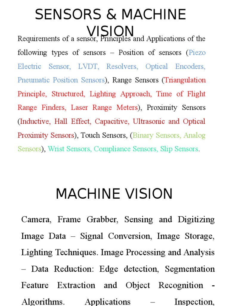 UNIT - 3-Sensors and Machine Vision | PDF | Sensor | Transformer