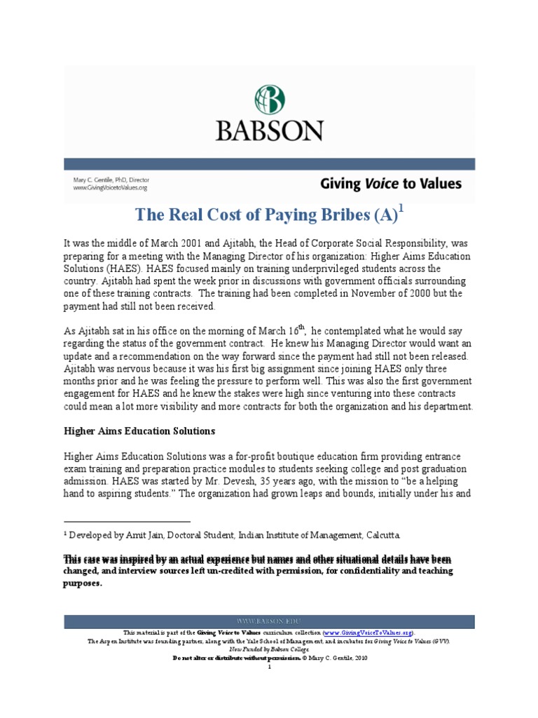 Ethics of Paying Bribes | PDF | Corporate Social Responsibility | Bribery