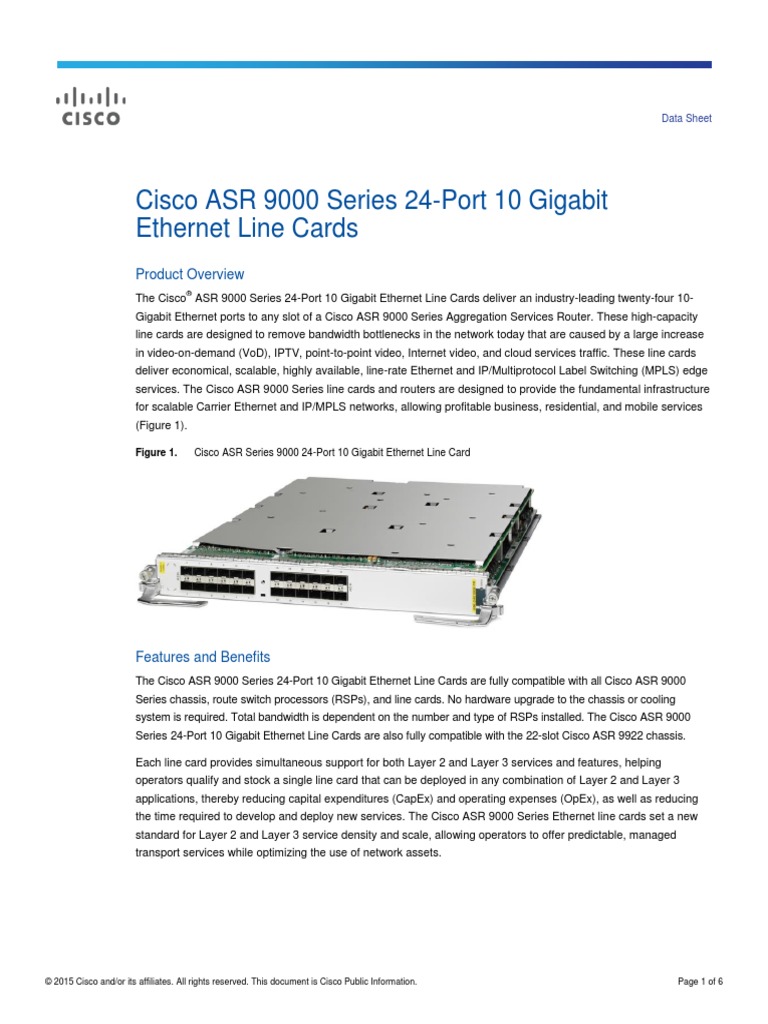 Cisco ASR 9000 Series 24-Port 10 Gigabit Ethernet Line Cards | PDF ...