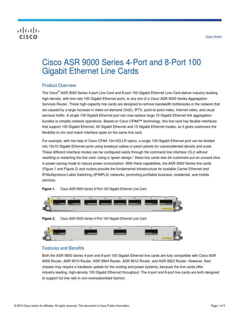 Cisco ASR 9000 Series 4-Port and 8-Port 100 Gigabit Ethernet Line Cards ...