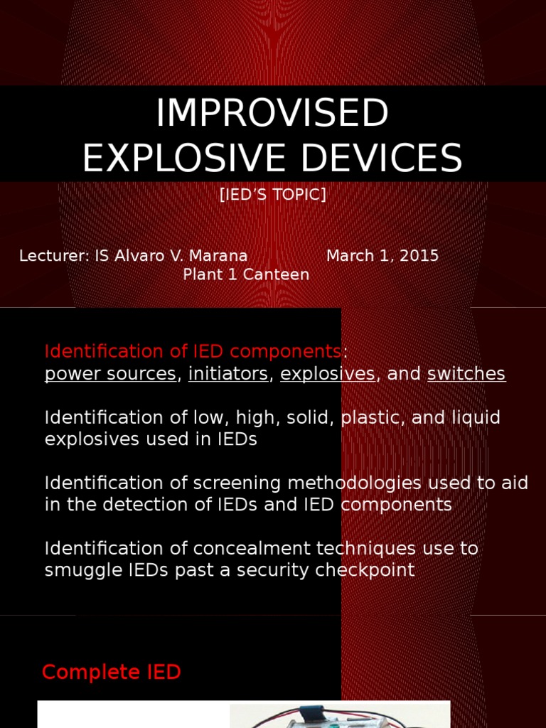 IED Components and Security Training | PDF | Improvised Explosive ...