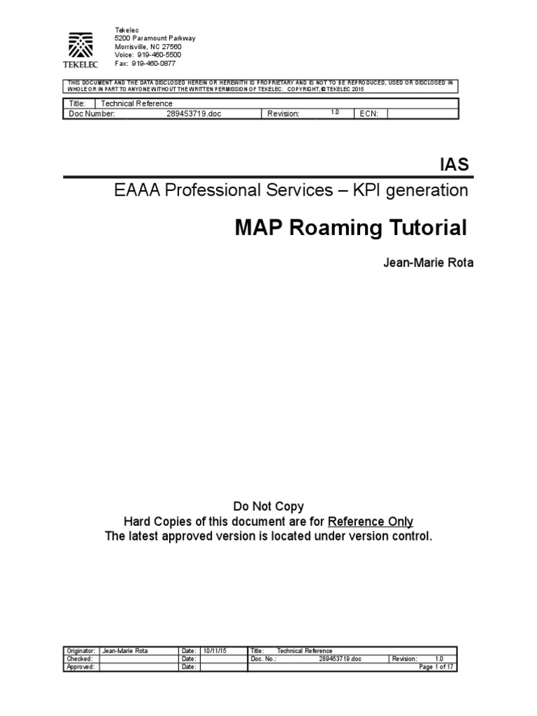 MAP Roaming Tutorial: EAAA Professional Services - KPI Generation | PDF | Roaming ...