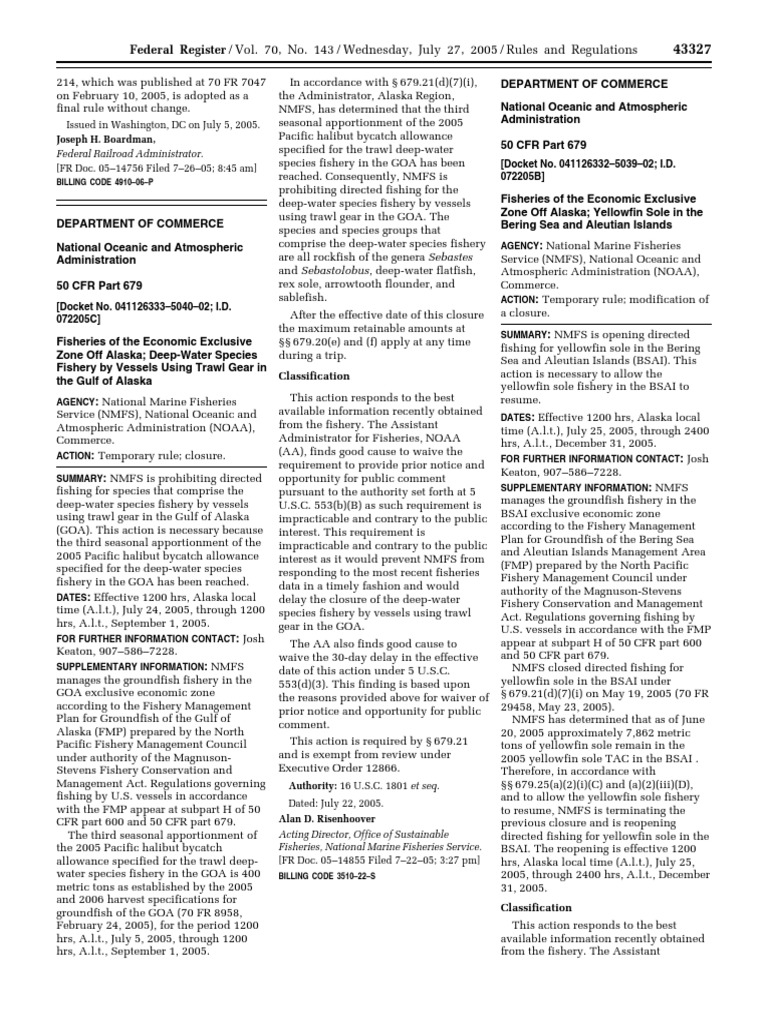 Rule: Fishery Conservation and Management: Alaska Fisheries of ...