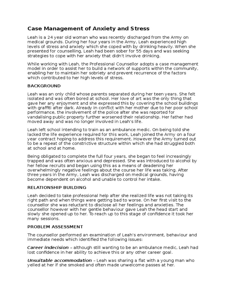 Counselling Case Study | PDF | Anxiety | Alcoholism