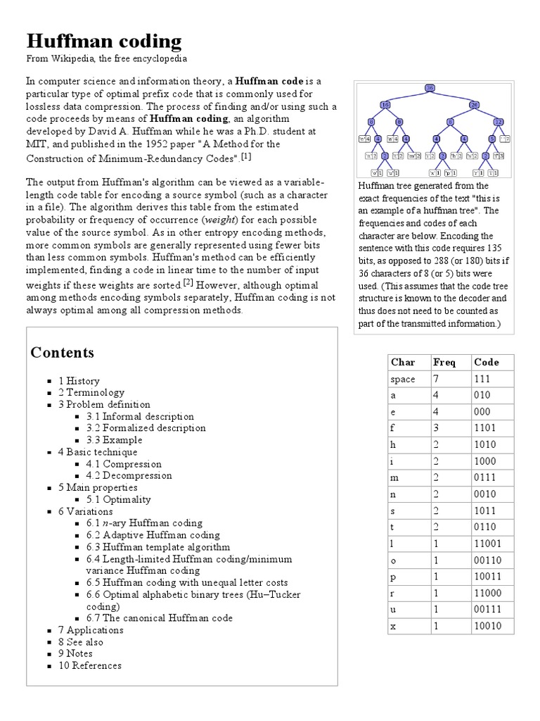 Huffman Coding | PDF | Data Compression | Applied Mathematics