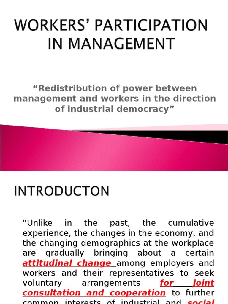 Workers’ Participation in Management | Chairman | Employment