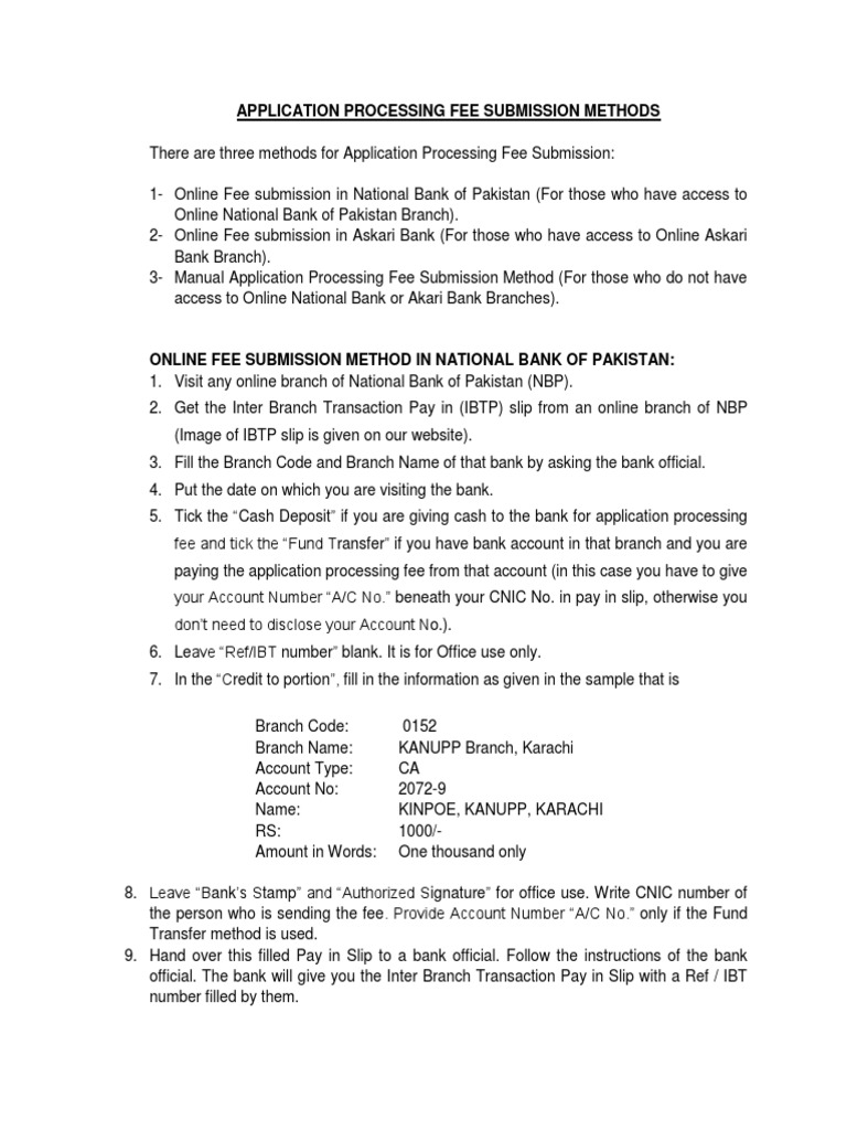 Fee Submission Methods | PDF | Deposit Account | Banks