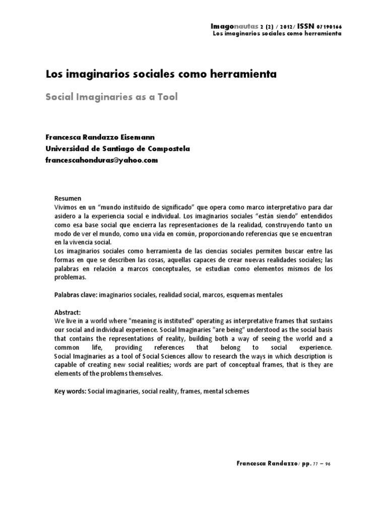 Los Imaginarios Sociales Como Herramienta | PDF