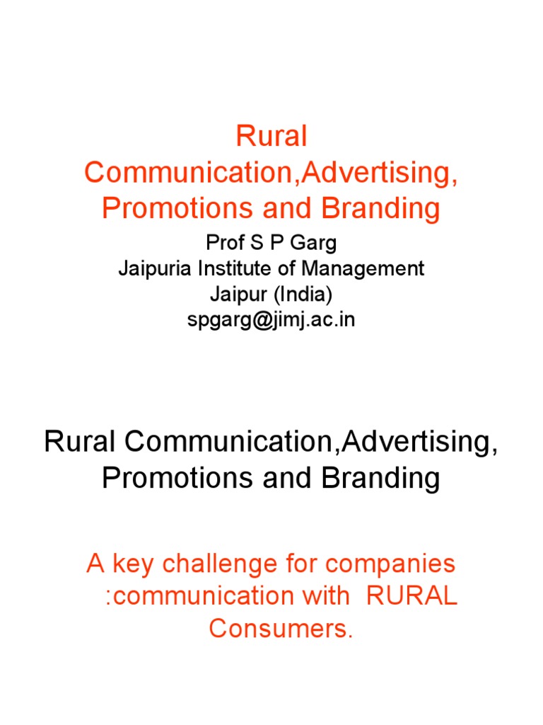 Rural Communication, Advertising, Promotions and Branding | PDF | Brand ...
