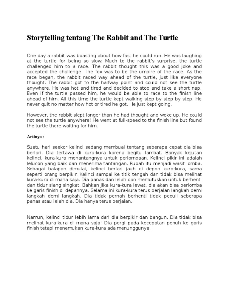 Storytelling Tentang The Rabbit and The Turtle | PDF