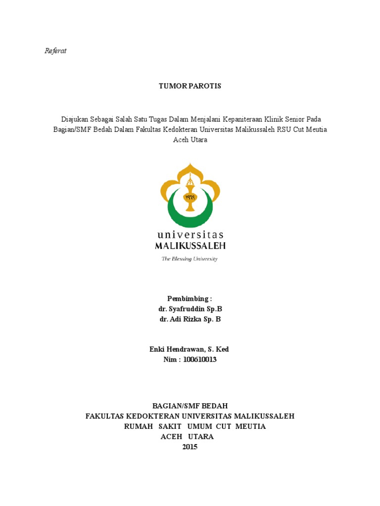 Gejala dan Penanganan Tumor Parotis | PDF | Sains & Matematika