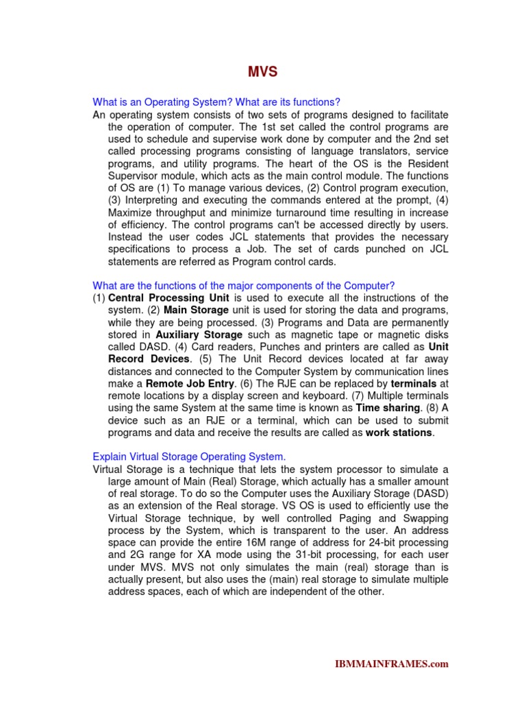 MVS Questions | Download Free PDF | Computer Program | Programming