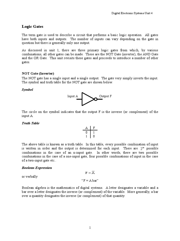 Unit 4 - Logic Gates | PDF | Boolean Algebra | Teaching Mathematics