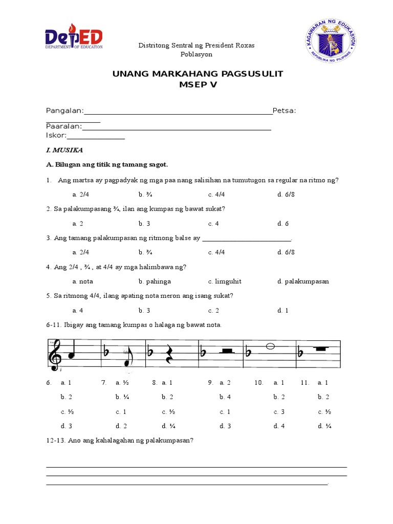 MSEP 1st Periodical Test | PDF
