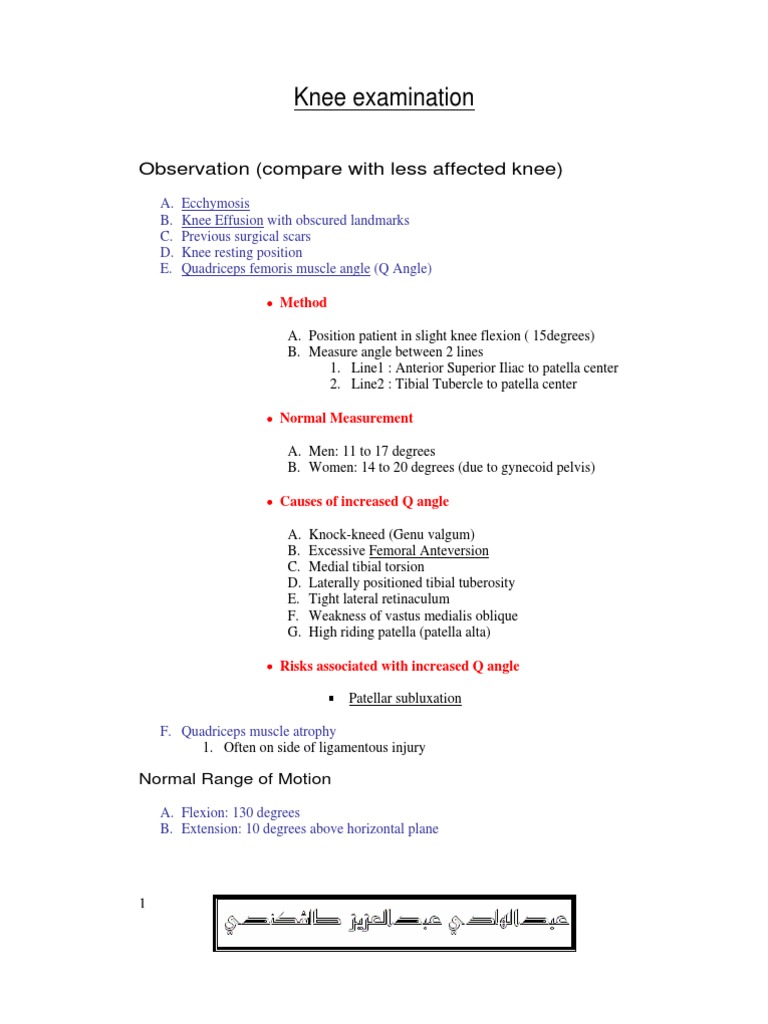 Knee Examination | PDF | Knee | Limbs (Anatomy)