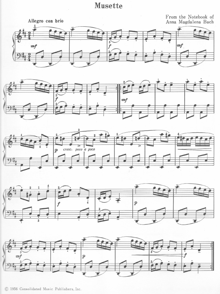 Musette D Bach - Piano Sheet | PDF