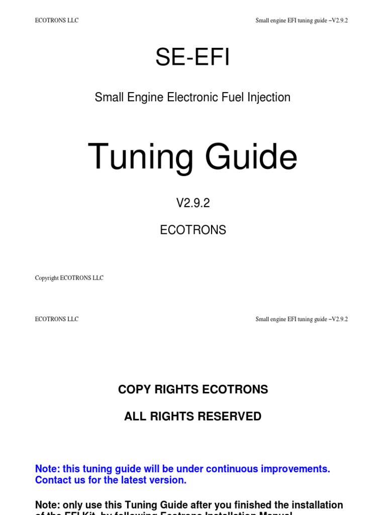 Small Engine EFI Tuning Guide | PDF | Fuel Injection | Throttle