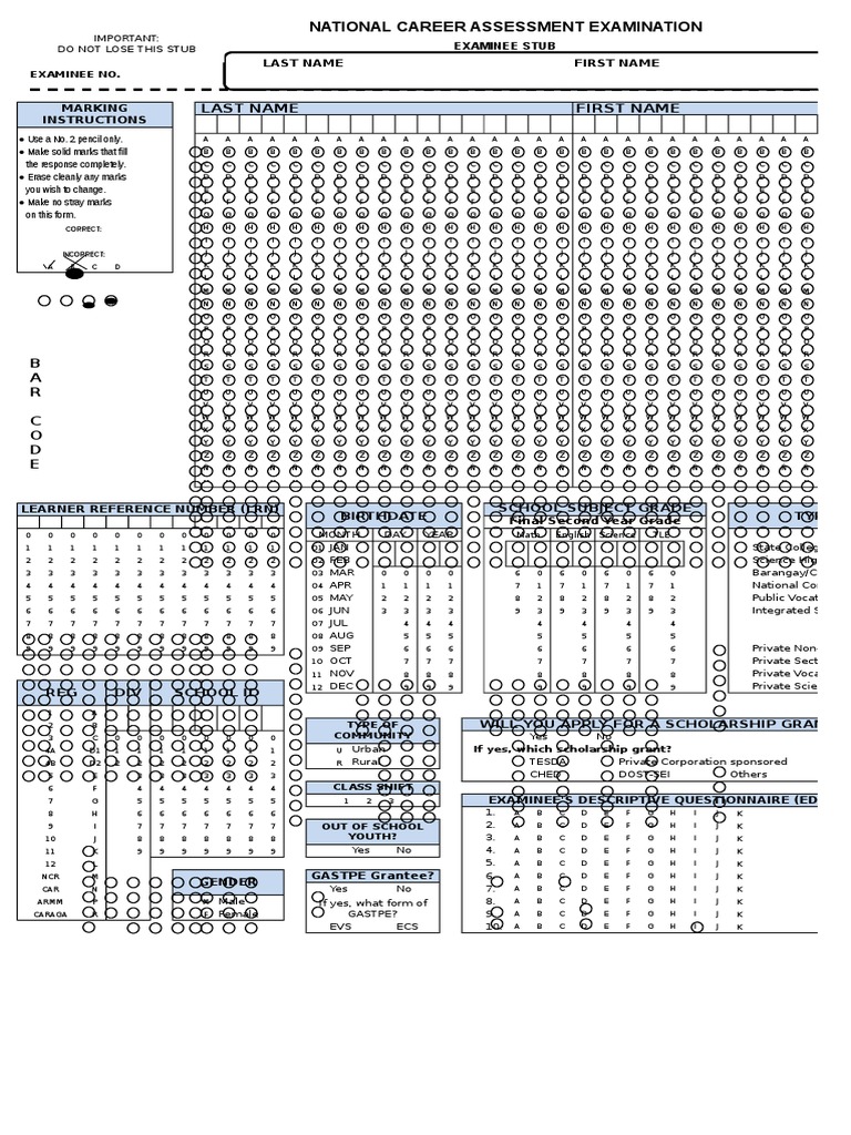 2014 Ncae Answer Sheet - Revised | PDF | Learning | Behavior Modification