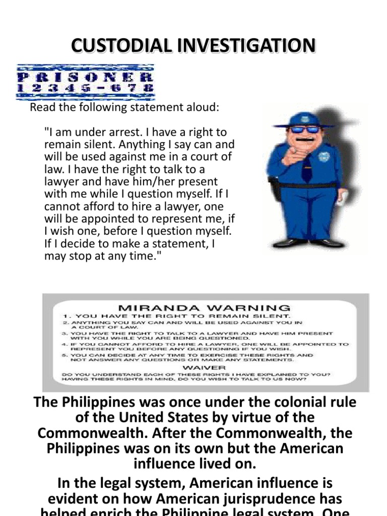 Custodial Investigation - Rules On Inquest | PDF | Miranda Warning ...