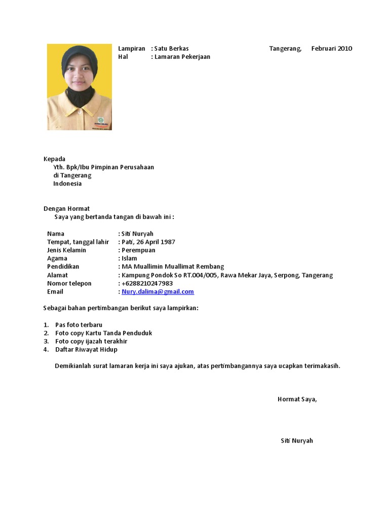 Contoh Surat Biodata Karyawan - Delinewstv