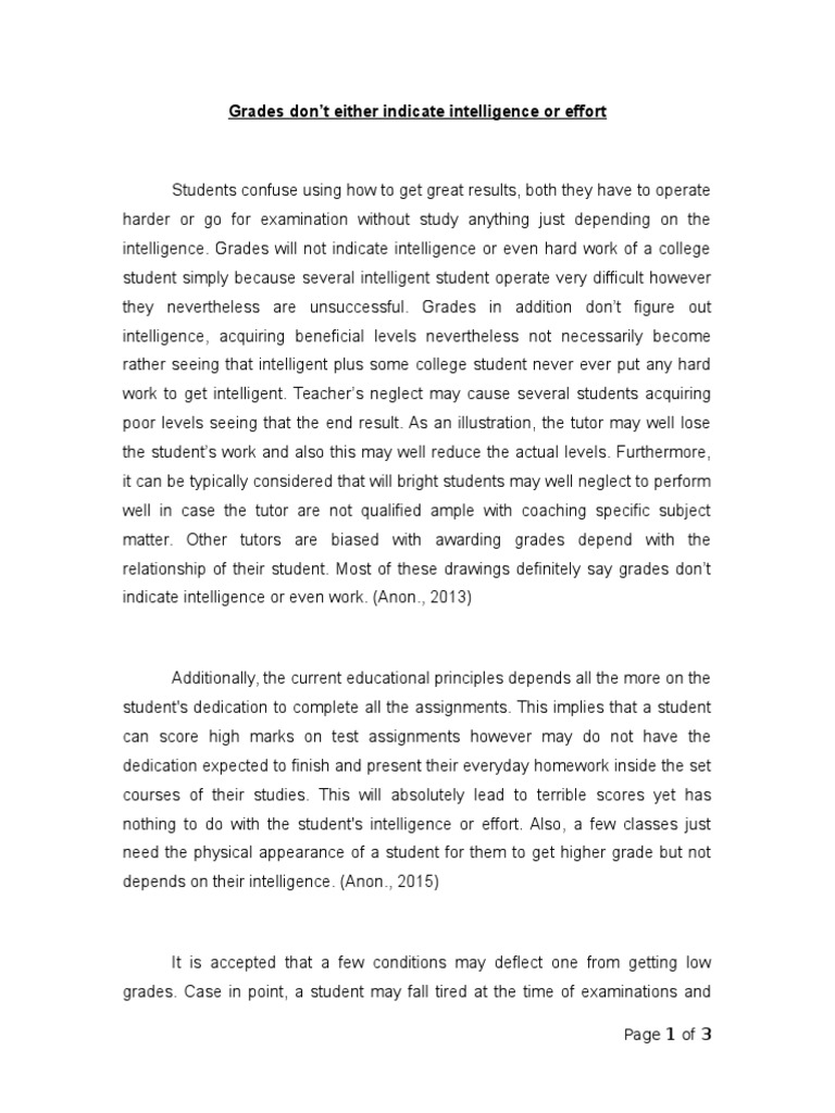 Grades vs. Intelligence: A Critical Analysis | PDF | Homework | Students