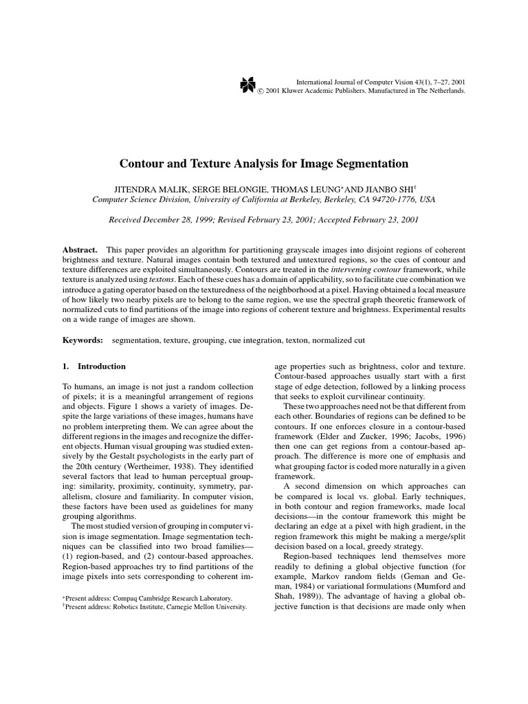 Contour and Texture Analysis For Image Segmentation | PDF | Image Segmentation | Eigenvalues And ...