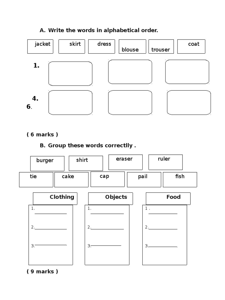 Alphabetical Word Sorting and Matching Activities | PDF | Language Arts ...