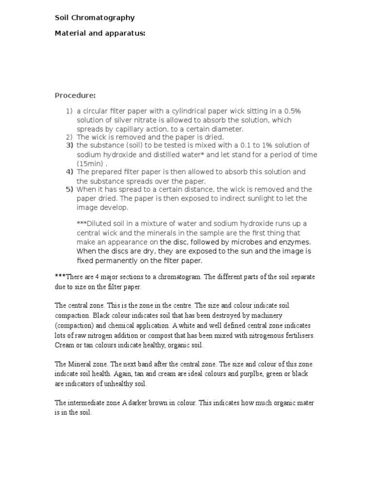 Procedure:: Soil Chromatography Material and Apparatus | PDF