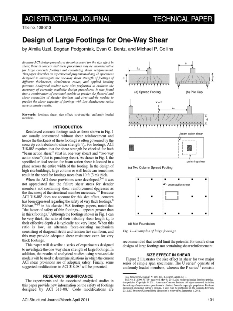 Design of Large Footings For One Way Shear | PDF | Strength Of ...