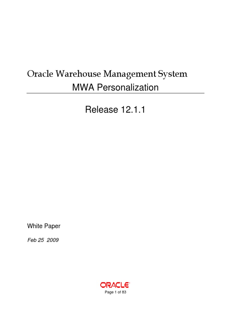 Oracle R12 - Mobile Warehouse Management System (MWA) Personalization ...
