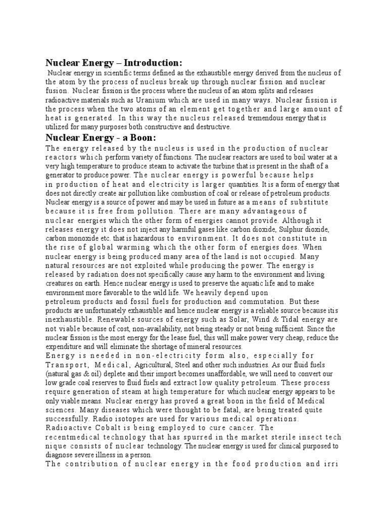 Nuclear Energy - Introduction | PDF | Nuclear Power | Nuclear Reactor