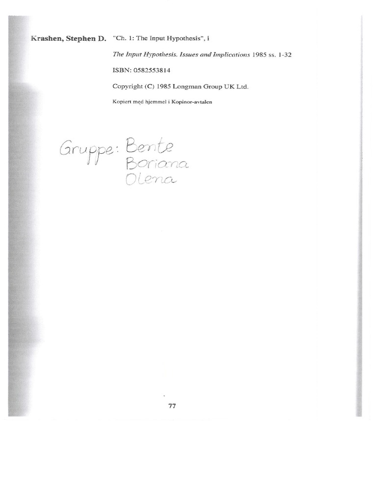 The Input Hypothesis | PDF