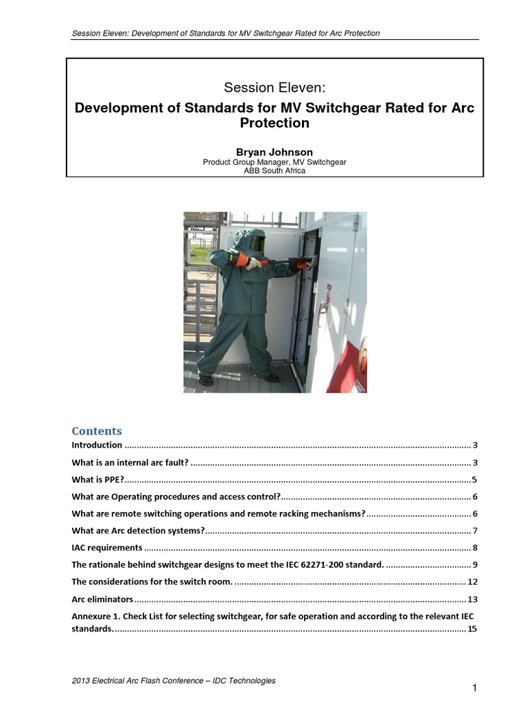 MV Switchgear Arc Protection Standards | PDF | Personal Protective ...
