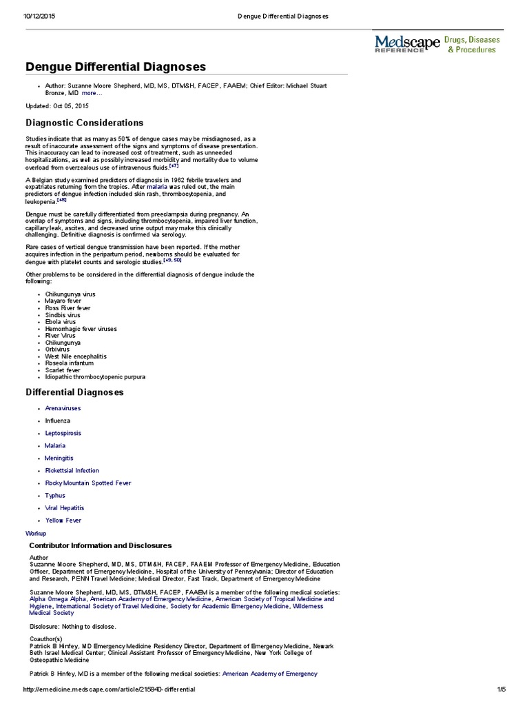 Dengue Differential Diagnoses | PDF | Doctor Of Medicine | Medicine