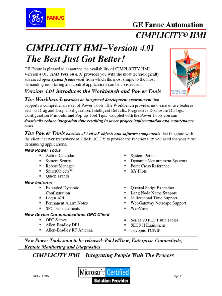 Gfk1189n - CIMPLICITY HMI-Version 4.01 Presentation | PDF | User ...