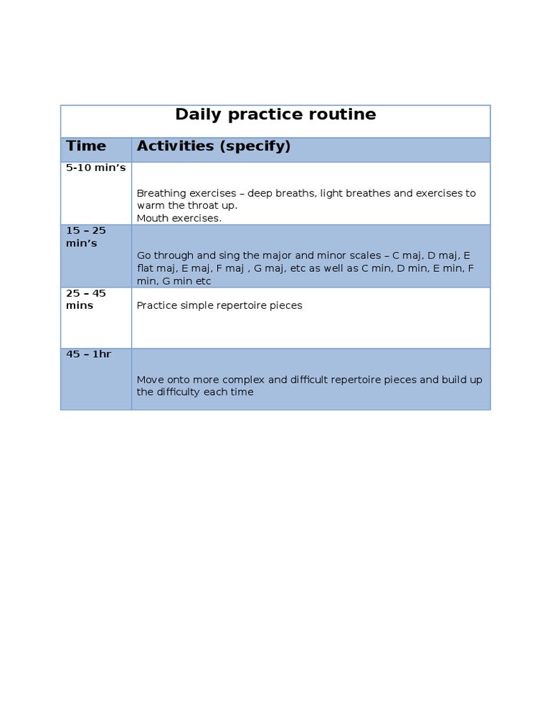 Daily Vocal Practice Routine Guide | PDF