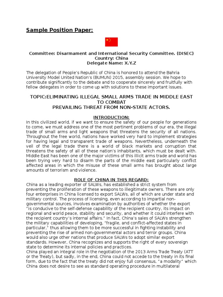 Sample Position Paper | PDF | United Nations | International Relations