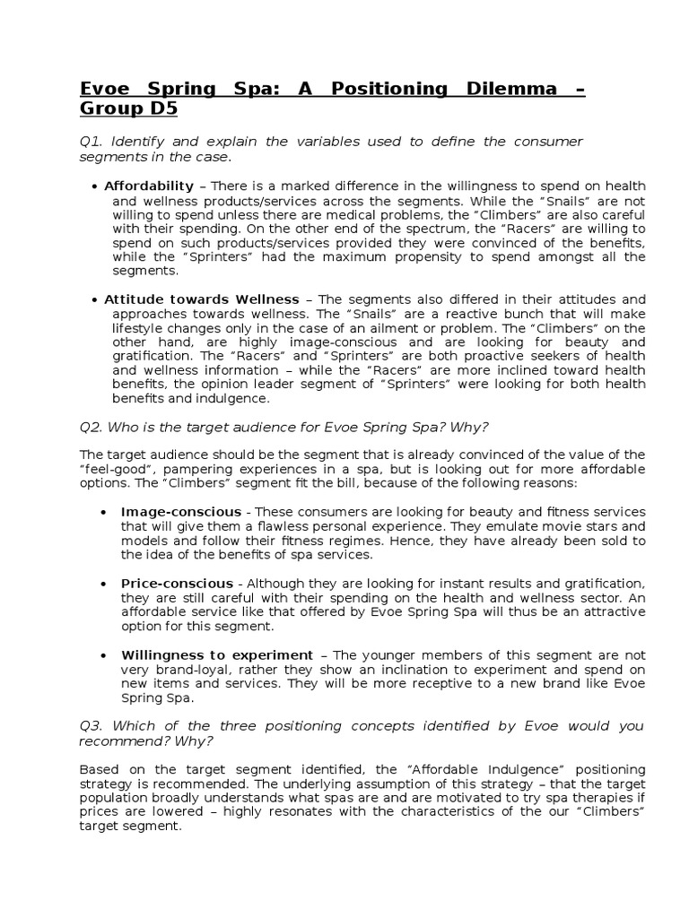 Evoe Spring Spa | PDF | Career & Growth