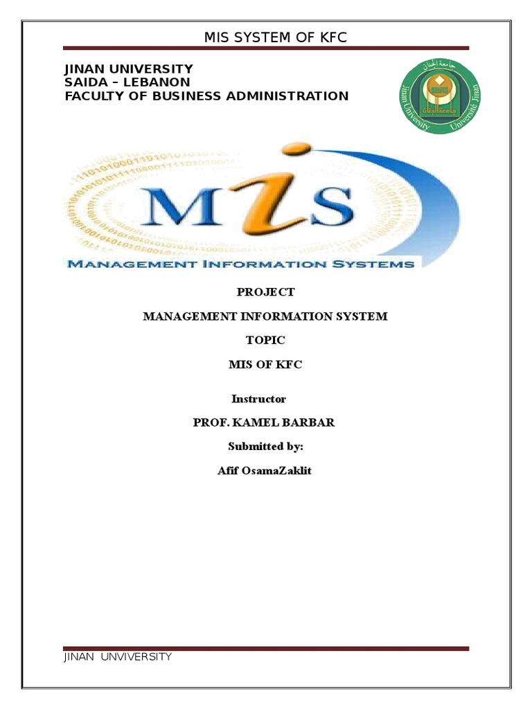 MIS SYSTEM OF KFC (Repaired) | PDF | Management Information System ...