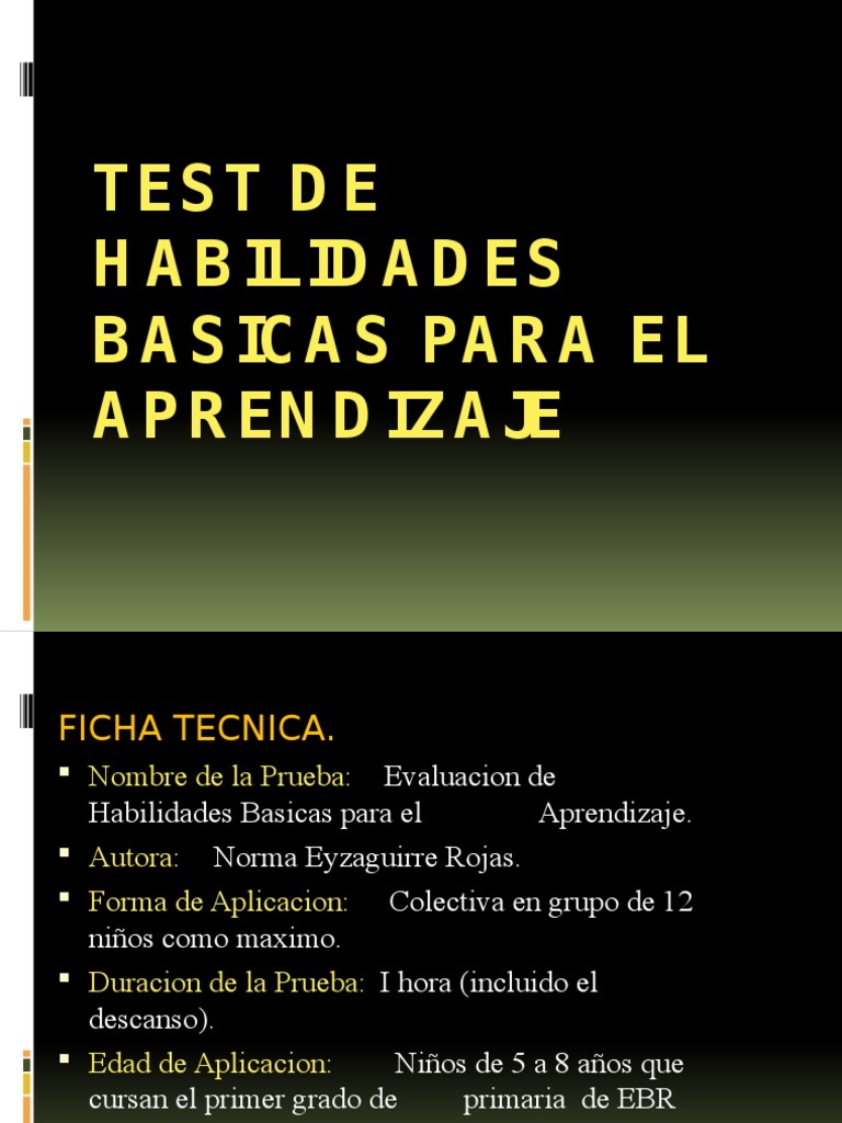 Test de Habilidades Basicas Para El Aprendizaje
